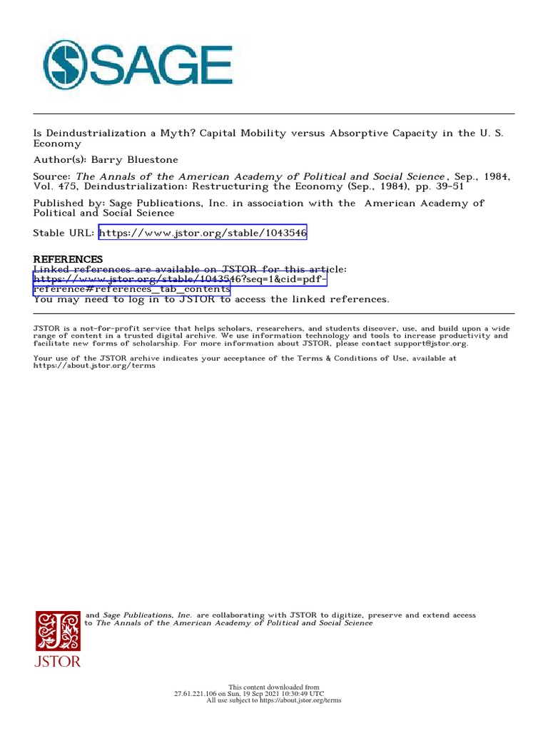 (US) De-Industrialization | PDF | Economic Growth | Employment
