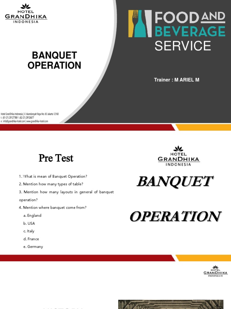 Training F&B Service - Banquet Operation | PDF | Food And Drink