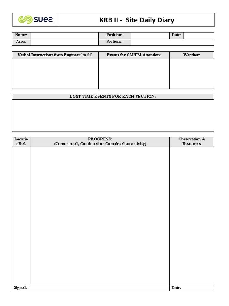 Typical Daily Diary Rev 2 | PDF | Computers | Technology & Engineering