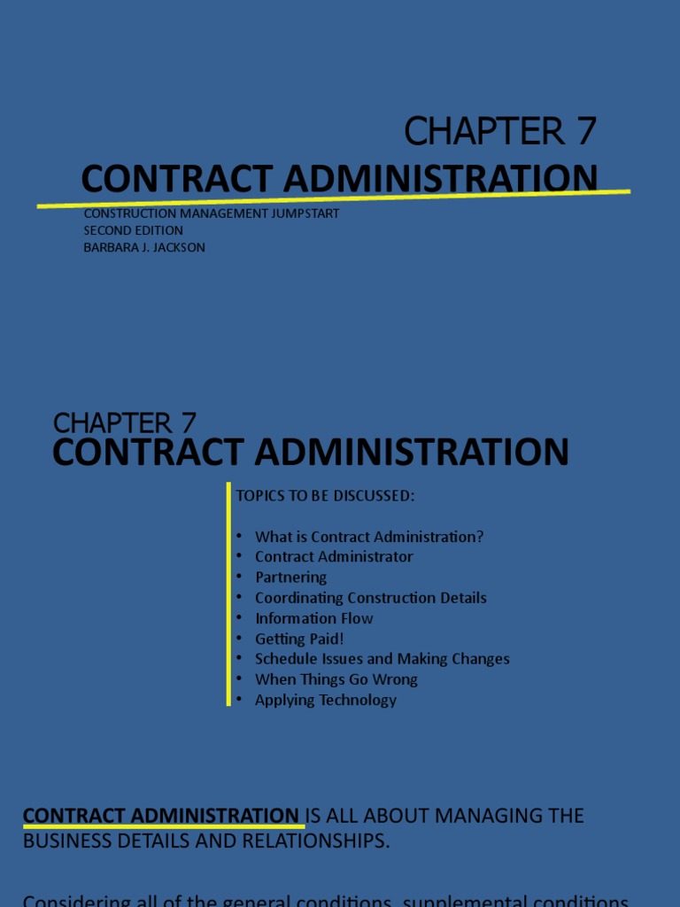 Contract Administration: Construction Management Jumpstart Second ...