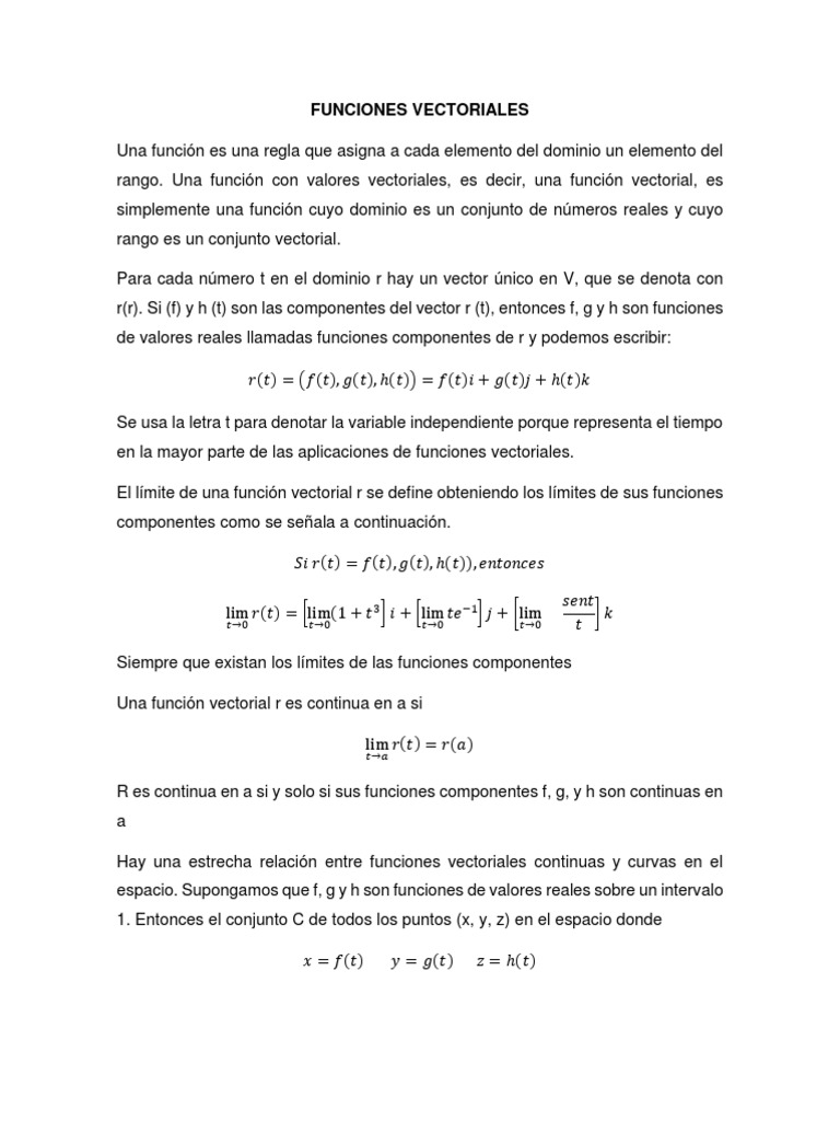Ensayo Funciones Vectoriales | PDF | Función (Matemáticas) | Vector Euclidiano