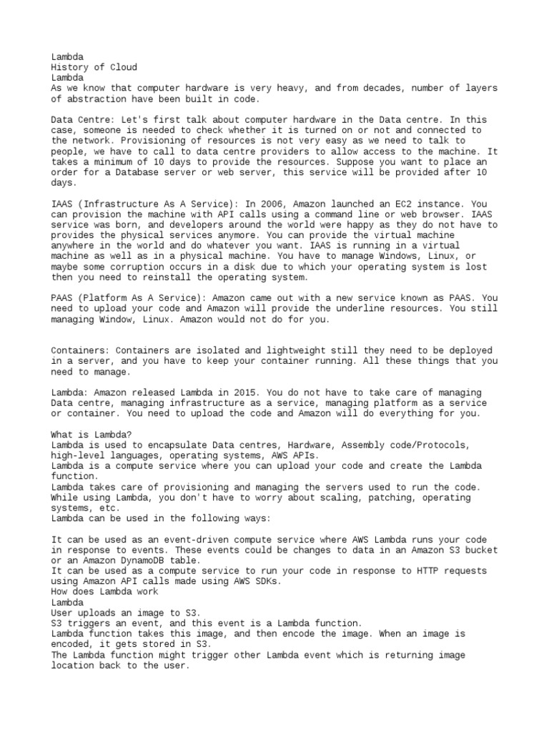 Aws Lambda | PDF | Cloud Computing | Computer Architecture