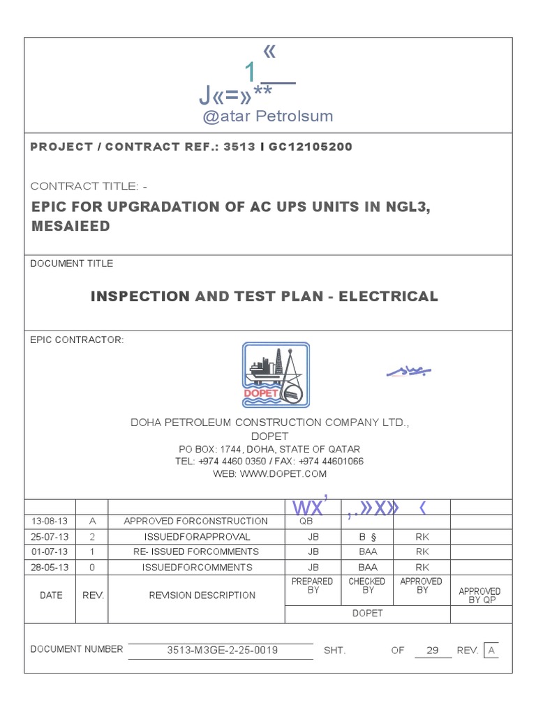 Itp Electrical | PDF | Specification (Technical Standard) | Verification And Validation