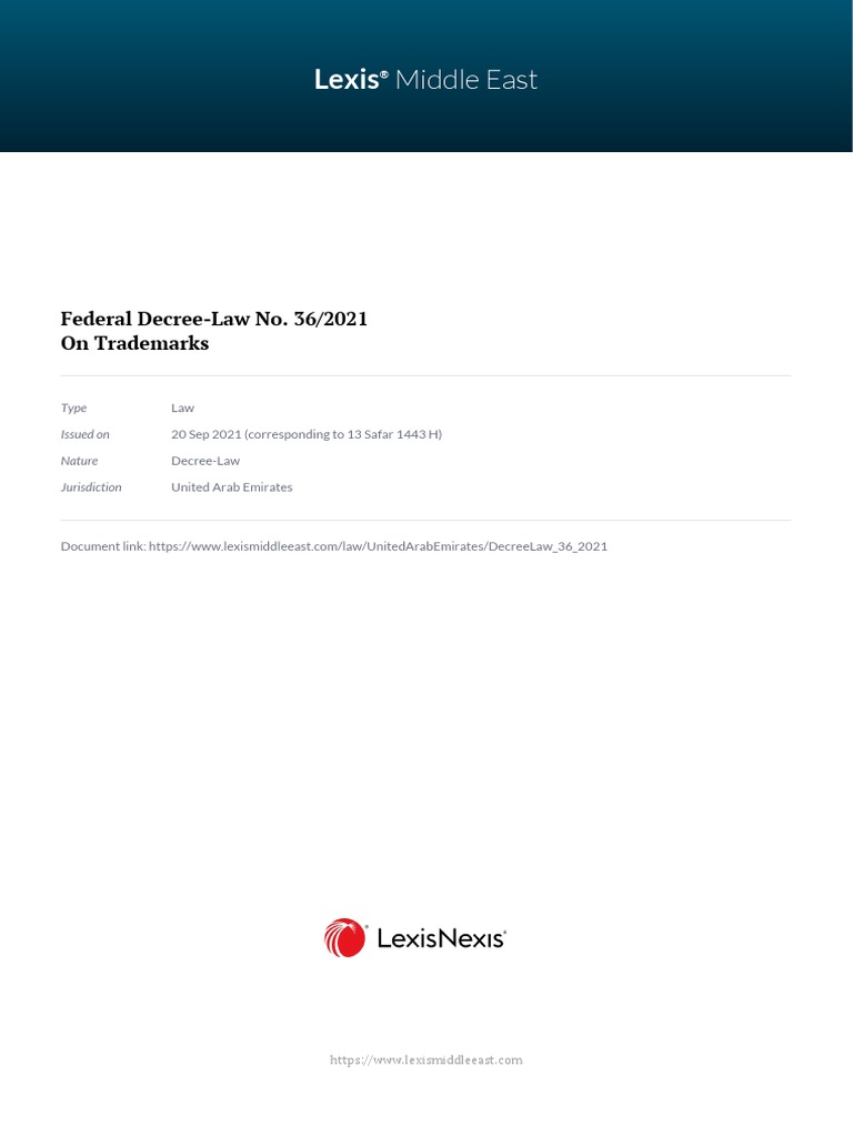 Federal Decree Law No 36 of 2021 | PDF | Trademark | License