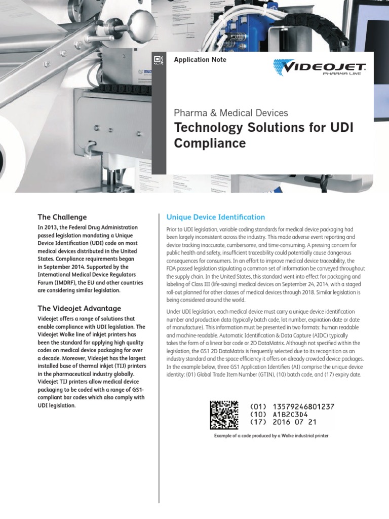 Videojet - UDI Printers | PDF | Medical Device | Printer (Computing)