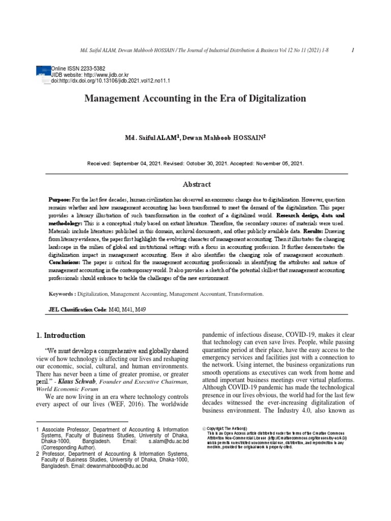 Management Accounting in The Era of Digitalization | PDF | Management ...