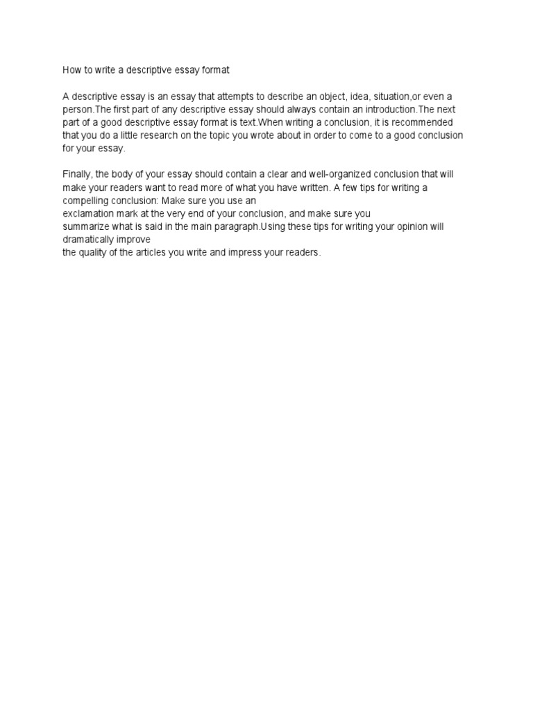 How To Write A Descriptive Essay Format | PDF