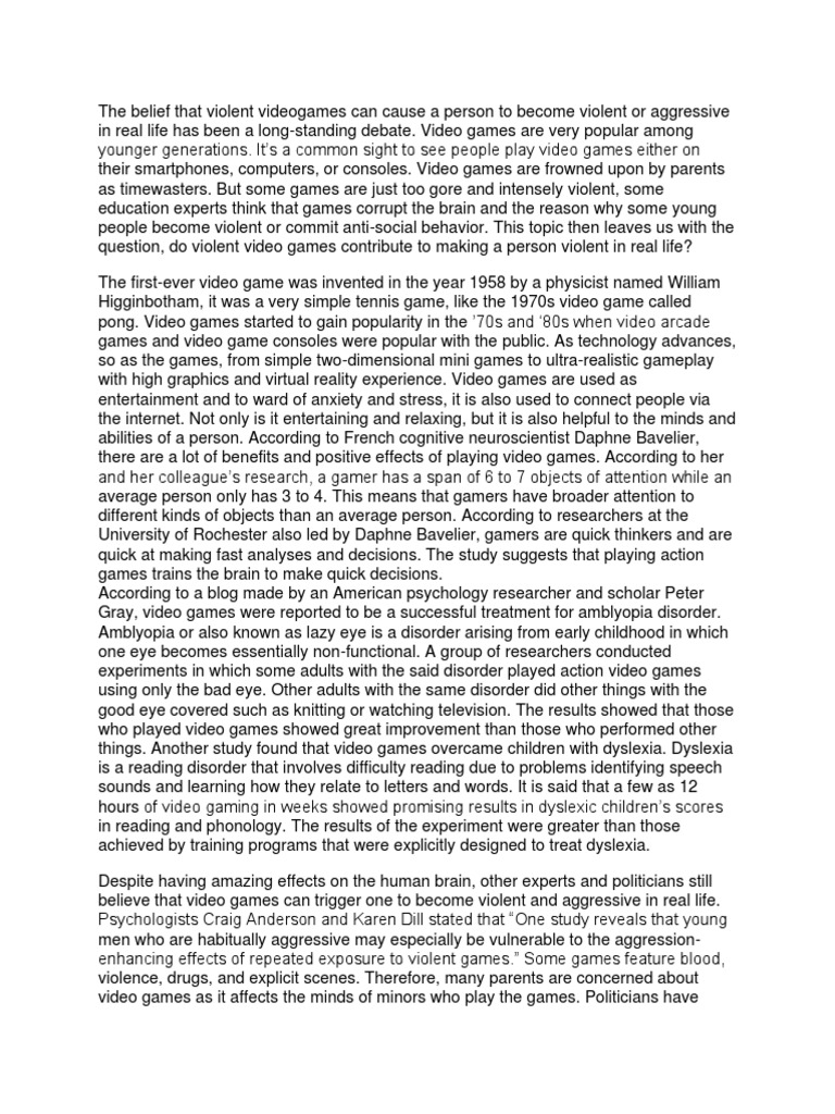 Video Games, Good or Bad. | PDF | Dyslexia | Video Games