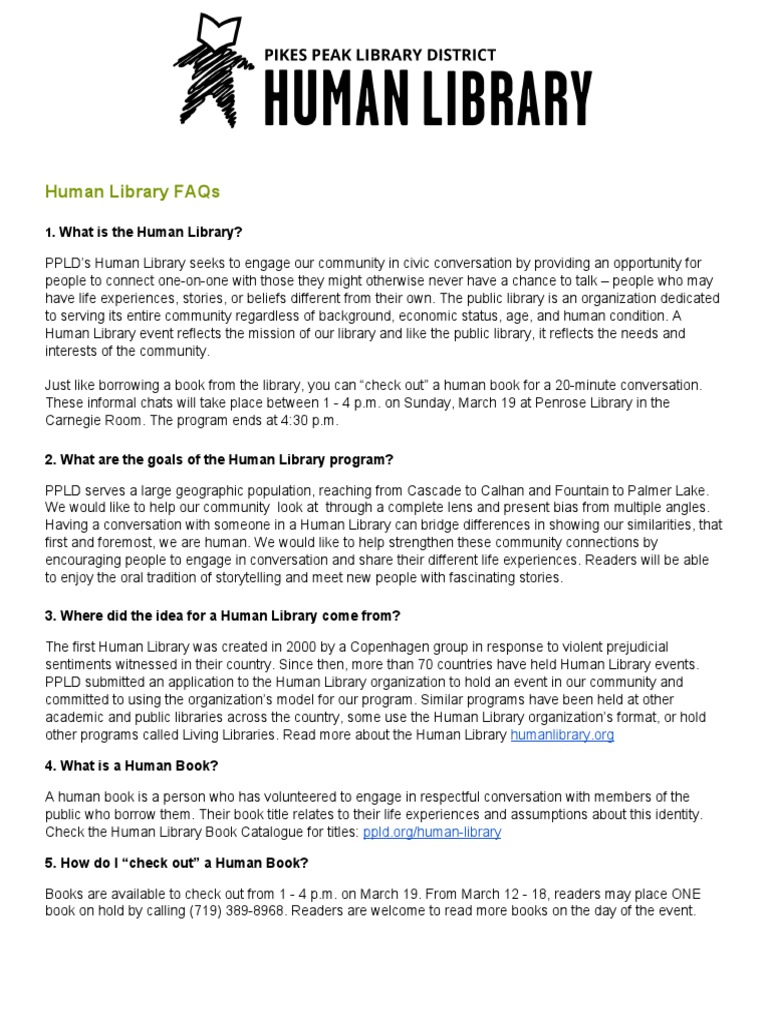 Human Library Faq | PDF | Libraries | Books