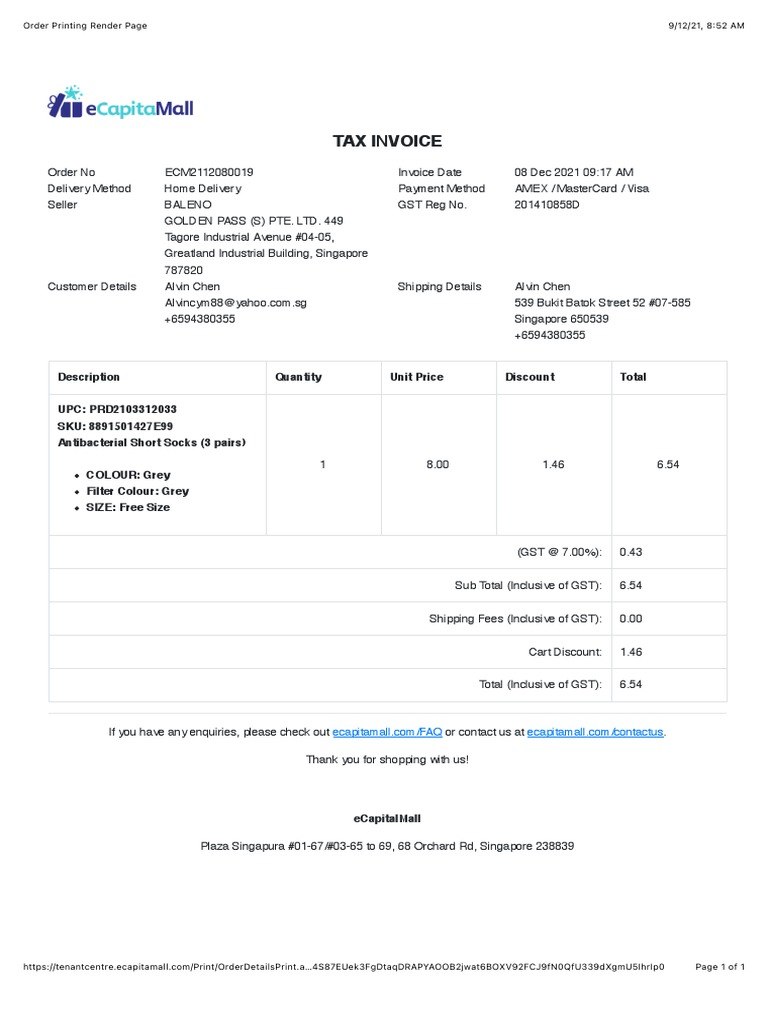 Tax Invoice: Description Quantity Unit Price Discount Total | PDF ...