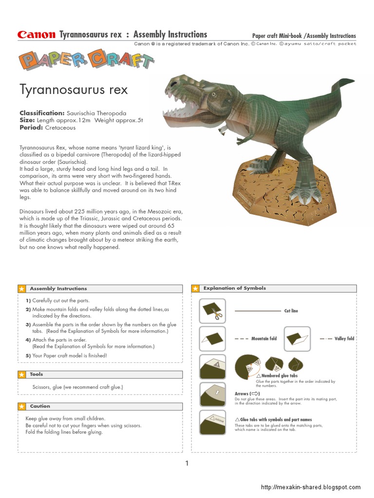 Tyrannosaurus Rex Instructions | PDF | Dinosaurs | Tyrannosaurus
