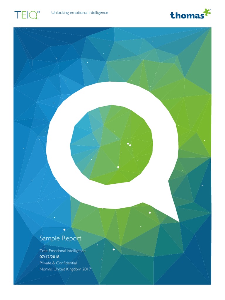 TEIQue Sample Report 2018 | PDF | Emotional Intelligence | Self Esteem