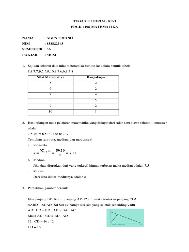 Agus Triono - 858822343 - TT3 Mat | PDF | Metode & Bahan Ajar