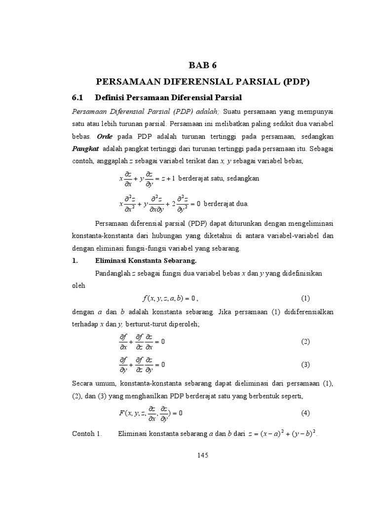 Bab 6 Persamaan Diferensial Parsial (PDP) | PDF
