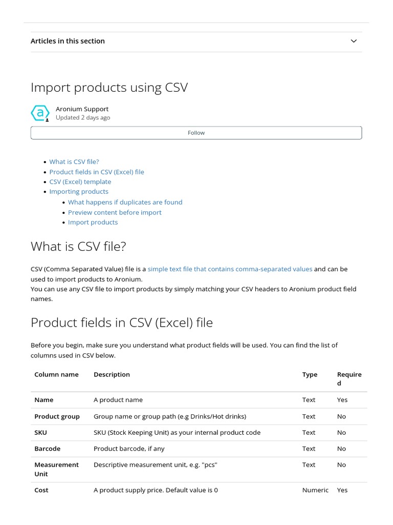 Importing Products via CSV in Aronium | PDF | Comma Separated Values ...