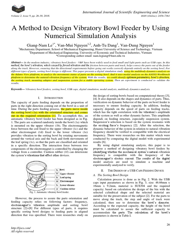 A Method To Design Vibratory Bowl Feeder | PDF | Frequency | Amplitude