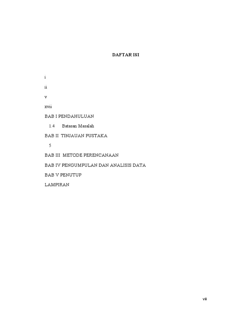 Daftar Isi, Tabel, Gambar, Lampiran, Notasi | PDF