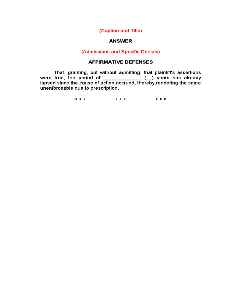 Affirmative Defense Based On The Statute of Limitations | PDF