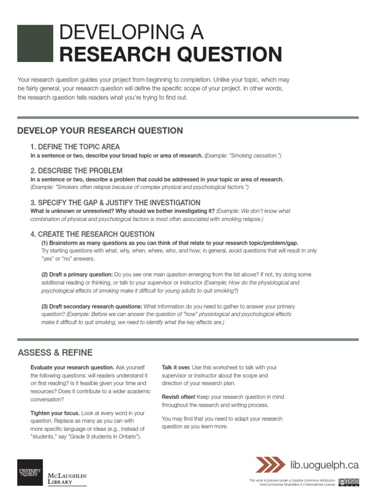Developing A Research Question | PDF | Question | Brainstorming