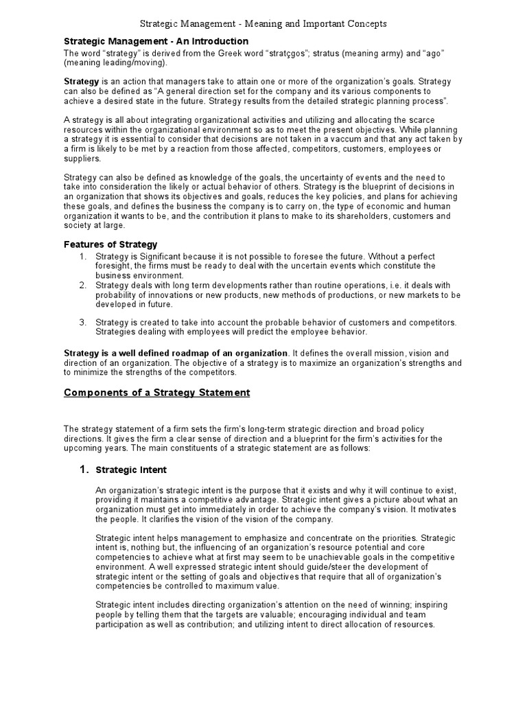Strategic Management Concepts Explained | PDF | Strategic Management ...