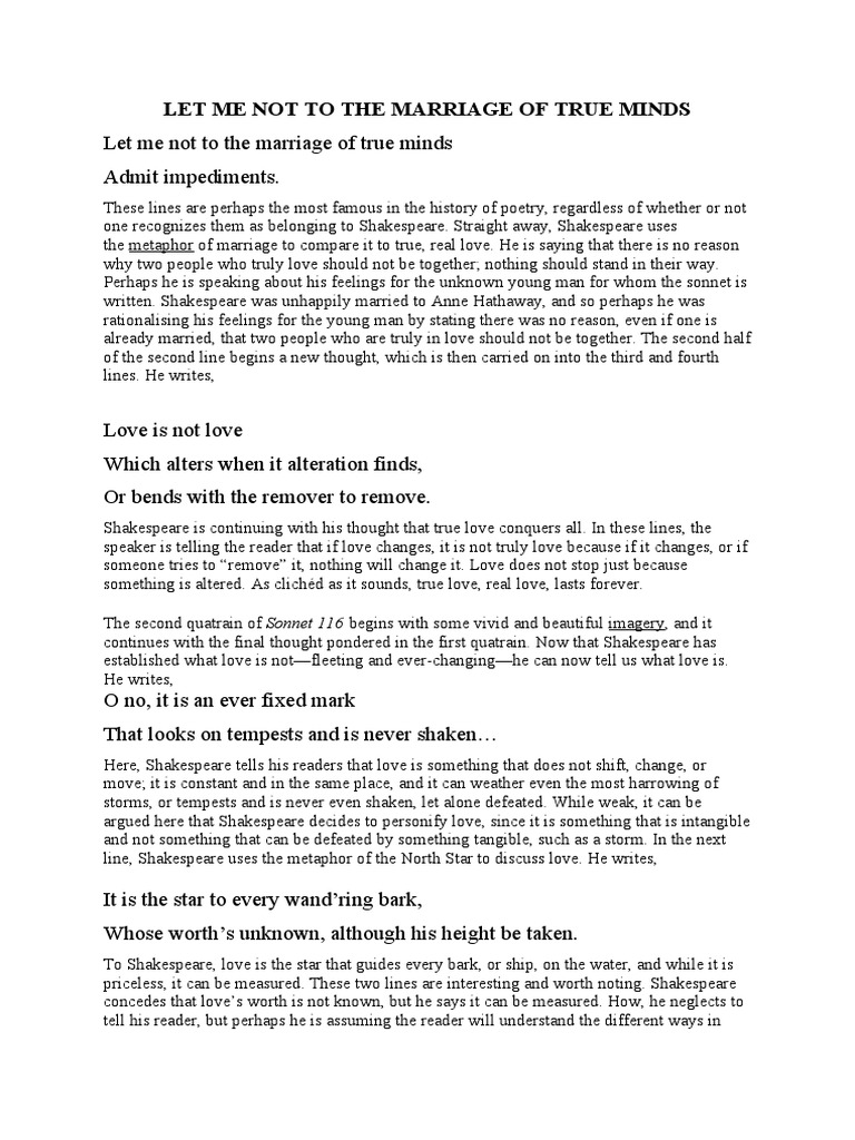 Shakespeare's Sonnet 116 Analysis | PDF | Poems | British Poetry