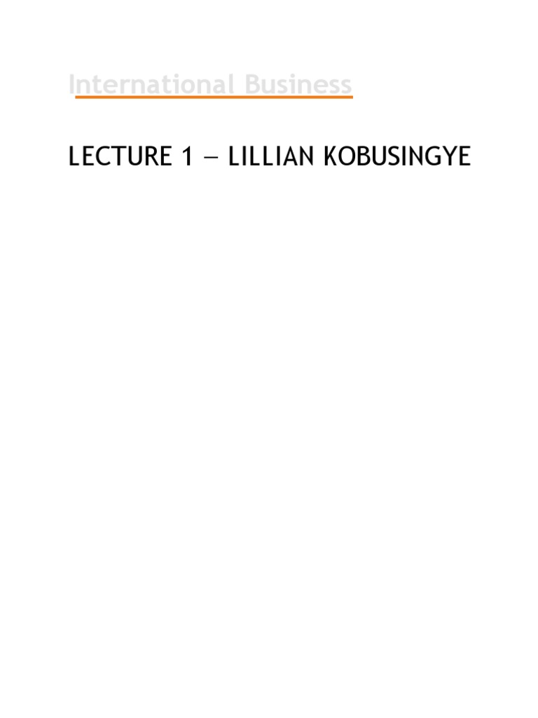 International Business Lecture 1 | PDF | International Business ...