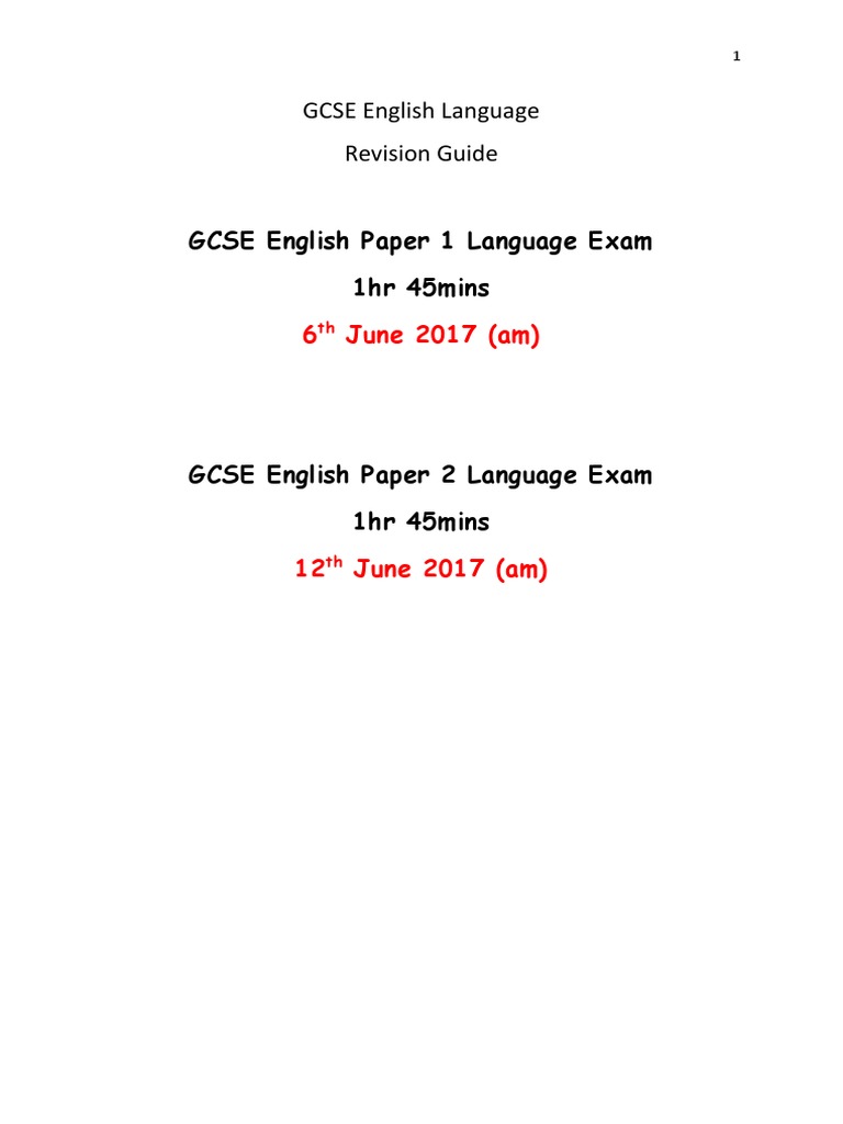 Gcse English Language Revision Book | PDF | Writers | Question