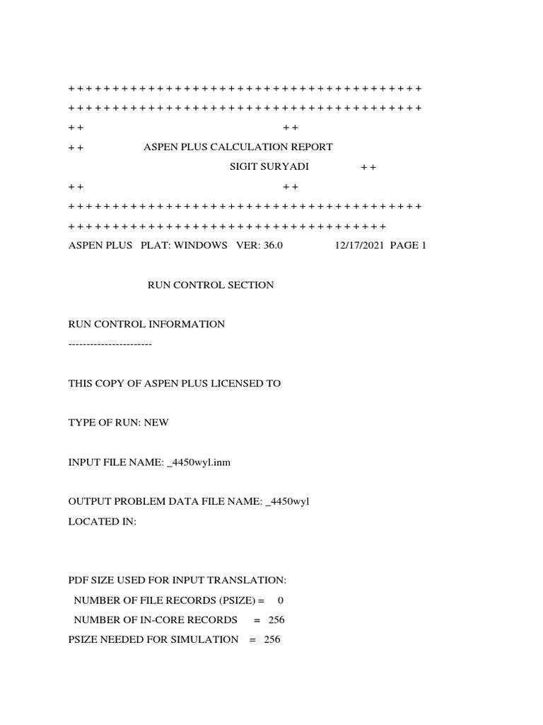Aspen Plus Calculation Report Summary | PDF | Classical Mechanics | Gases