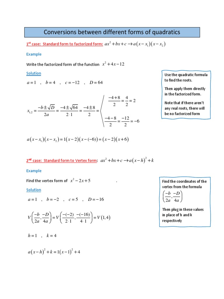 Converting Quadratic Forms Explained | PDF | Quadratic Equation ...
