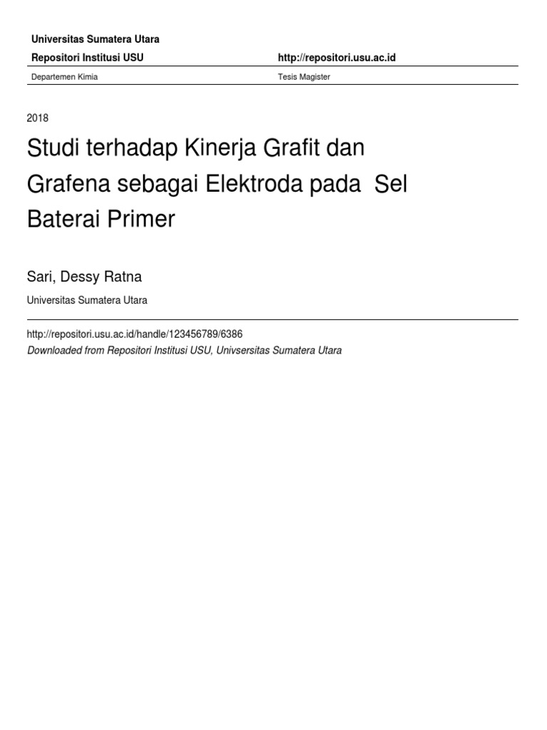Studi Terhadap Kinerja Grafit Dan Grafena Sebagai Elektroda Pada Sel Baterai Primer | PDF