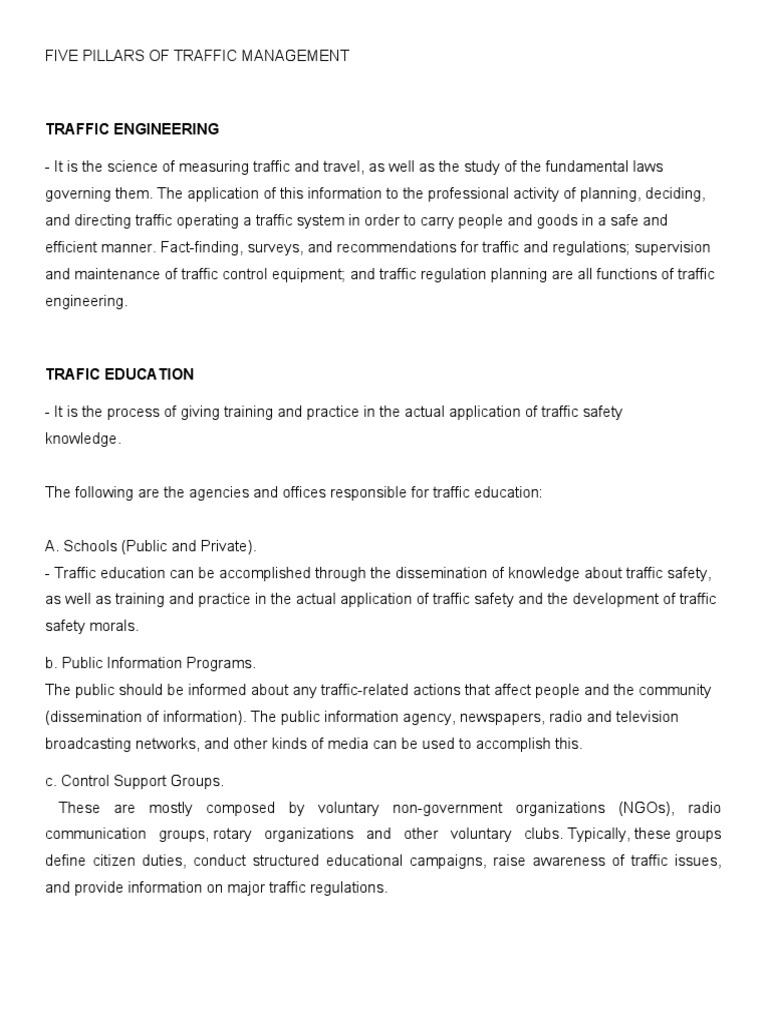 Five Pillars of Traffic Management | Download Free PDF | Traffic ...