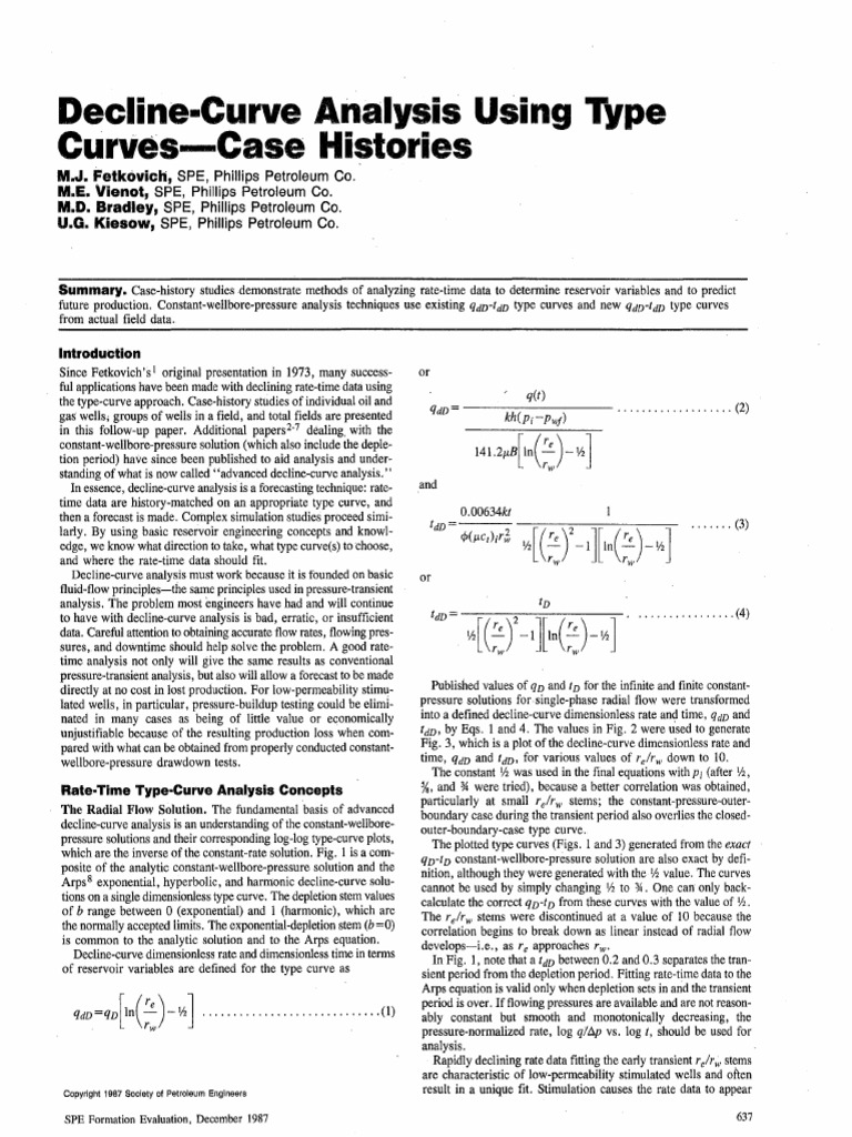 Decline Curve Analysis Using Curves Case Histories J Llnc Pdf