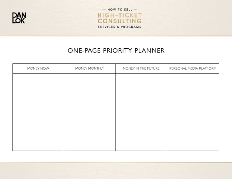 One-Page Priority Planner | PDF