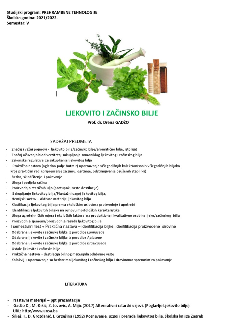 Ljekovito Bilje - Pt-I Dio | PDF
