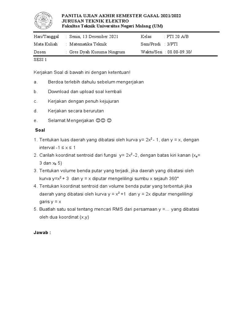 UAS MATEK2 Gres | PDF | Metode & Bahan Ajar