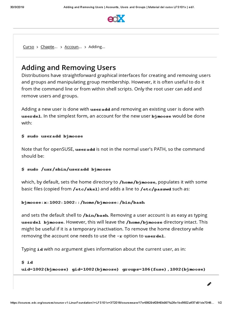Adding and Removing Users | PDF | Shell (Computing) | Sudo
