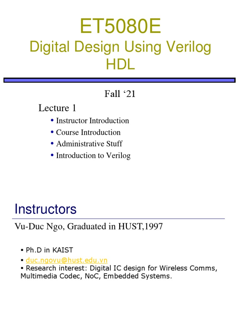 Digital Design Using Verilog HDL: Fall 21 | PDF | Hardware Description Language | Logic Synthesis