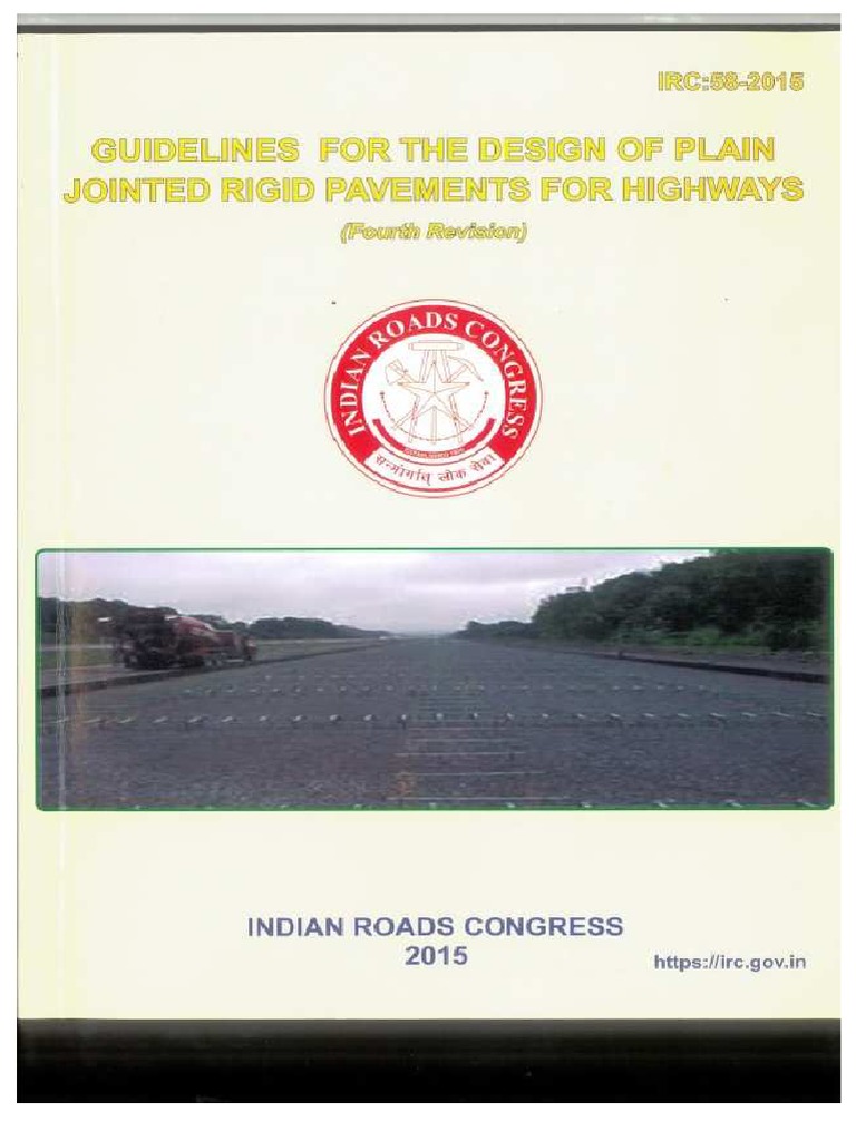 Irc 58 2015 Rigid Pavement Design | PDF