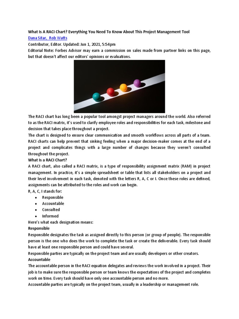 What Is A RACI Chart | PDF | Project Management | Agile Software ...