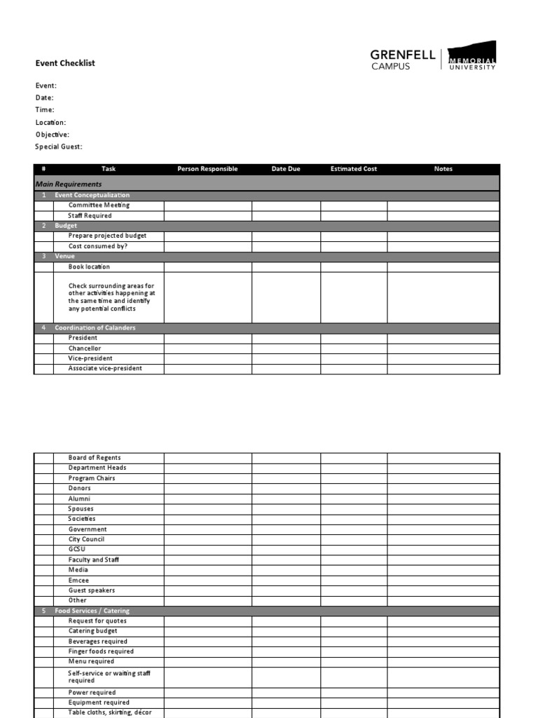 Comprehensive Event Planning Checklist | PDF
