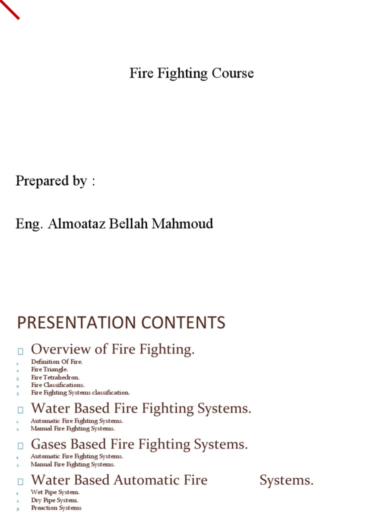 Fire Fighting Course | PDF | Fire Sprinkler System | Firefighting