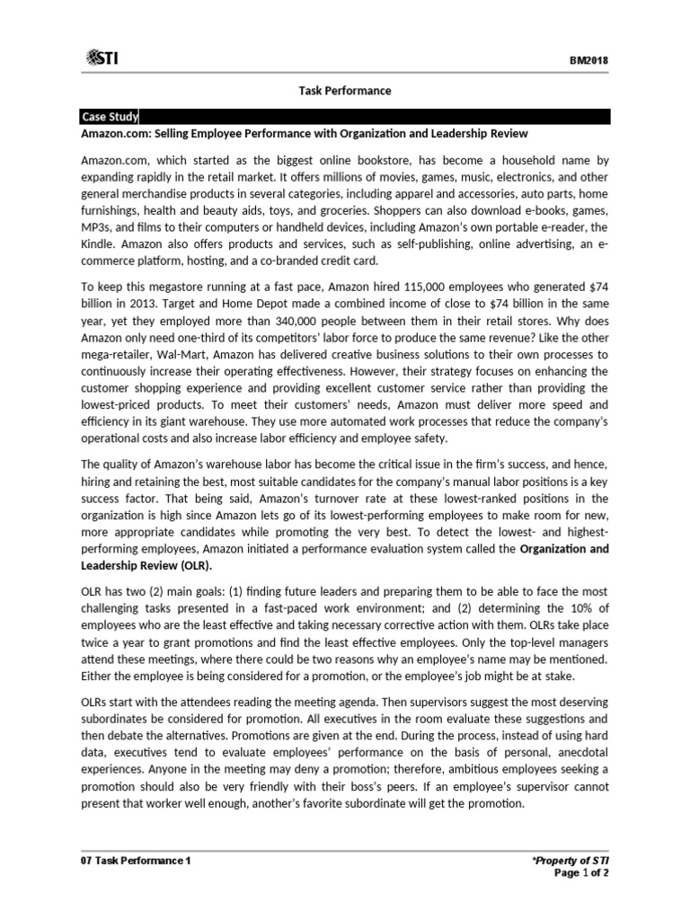 Case Study: Task Performance | Download Free PDF | Performance ...