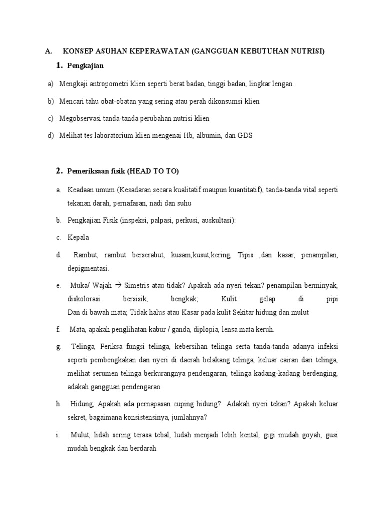 Asuhan Keperawatan Defisit Nutrisi | PDF