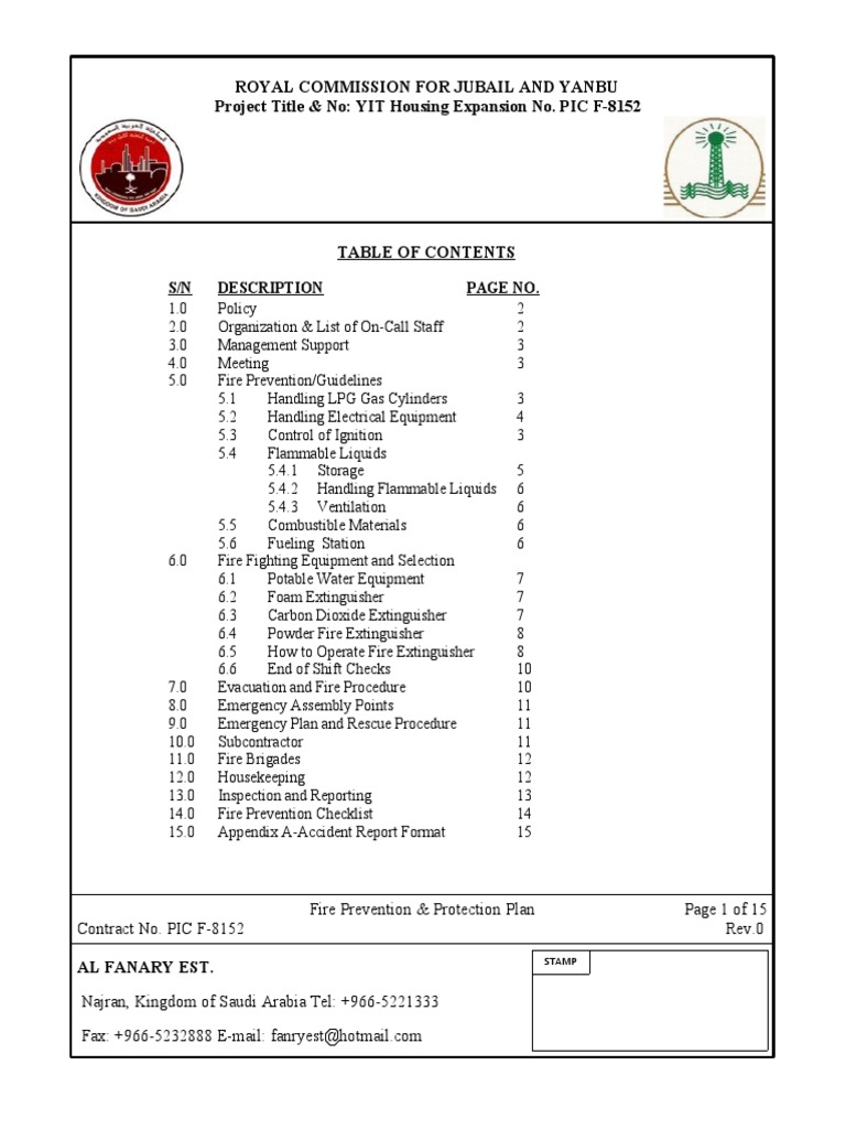Fire Prevention & Protection Plan | PDF | Fires | Chemistry
