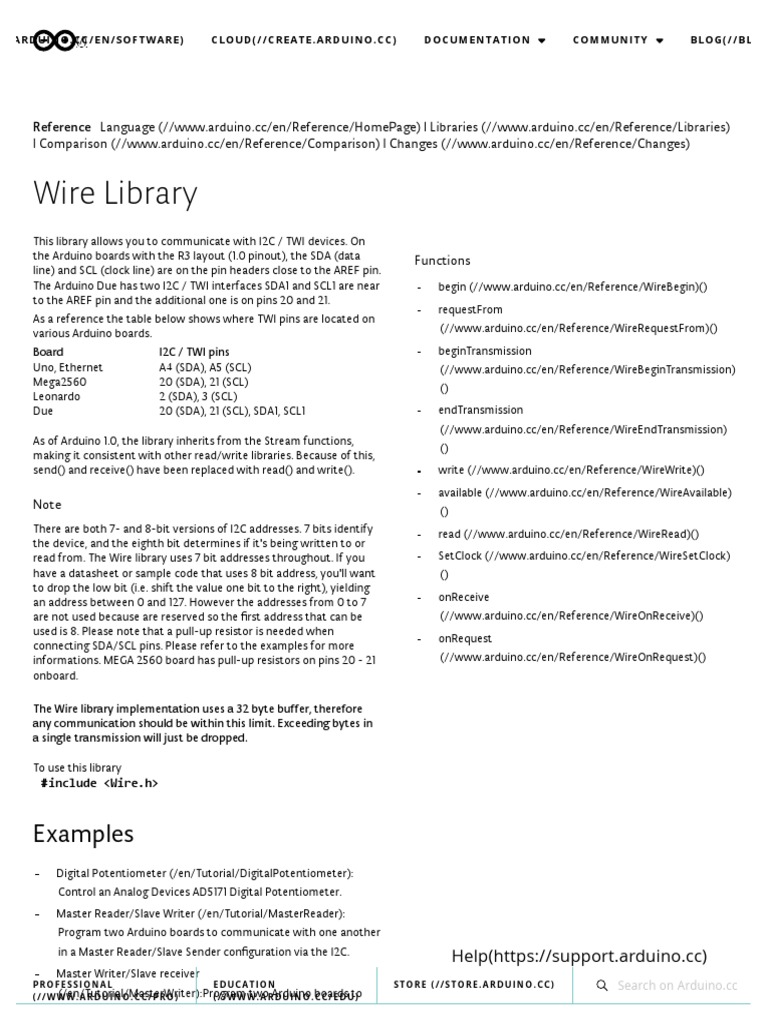 Arduino - Wire Library | Download Free PDF | Computing | Computer ...