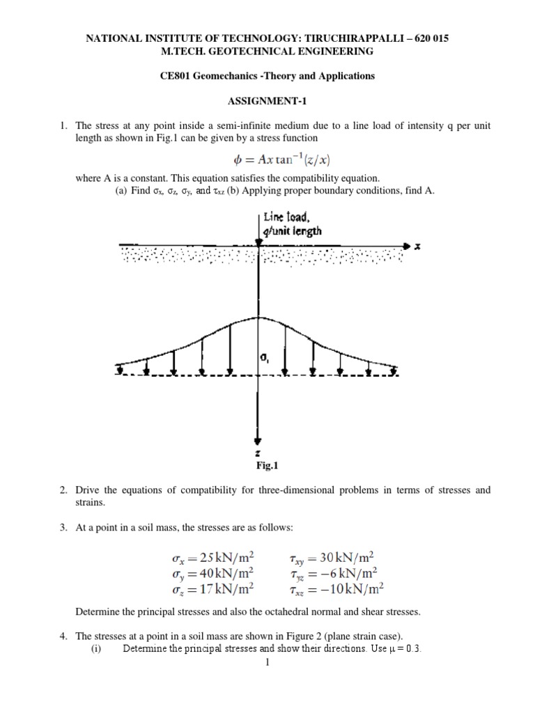Geomechanics Assignment 1 | PDF | Stress (Mechanics) | Classical Mechanics