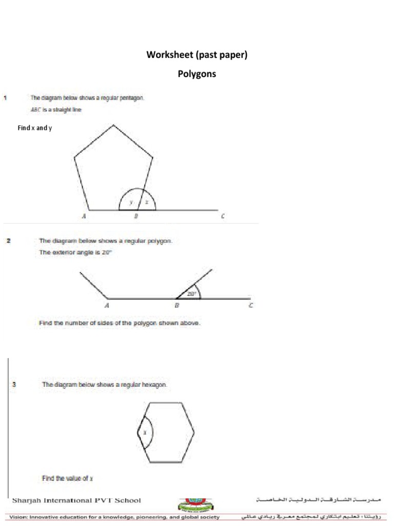 Polygons Worksheet (Past Paper) | PDF