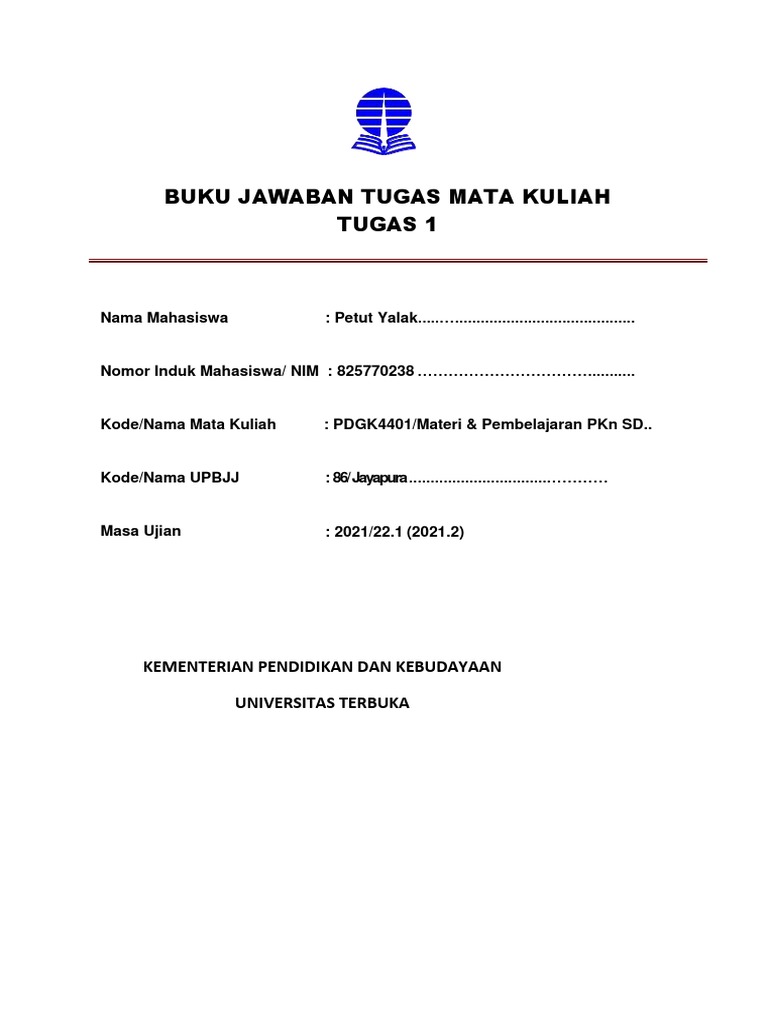 TUGAS 1 Materi Dan Pembelajaran PKN SD PETUT YALAK | PDF | Karier & Perkembangan