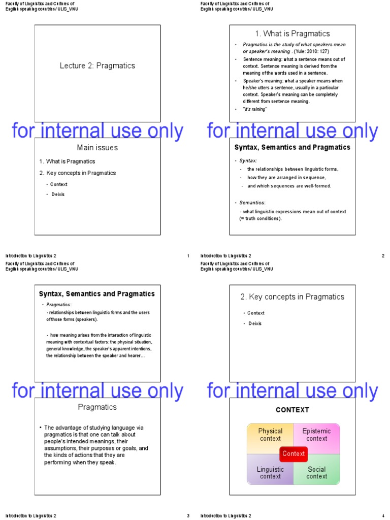 What Is Pragmatics: Syntax, Semantics and Pragmatics | PDF ...