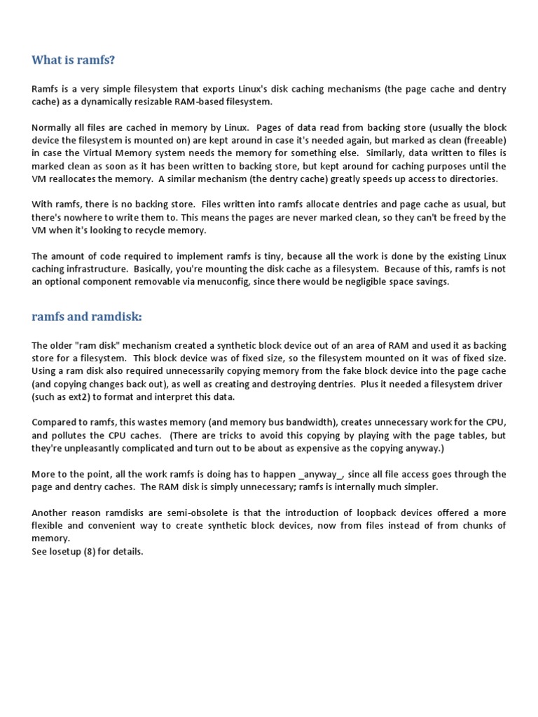 About Ramfs Rootfs Initramfs | PDF | File System | Random Access Memory